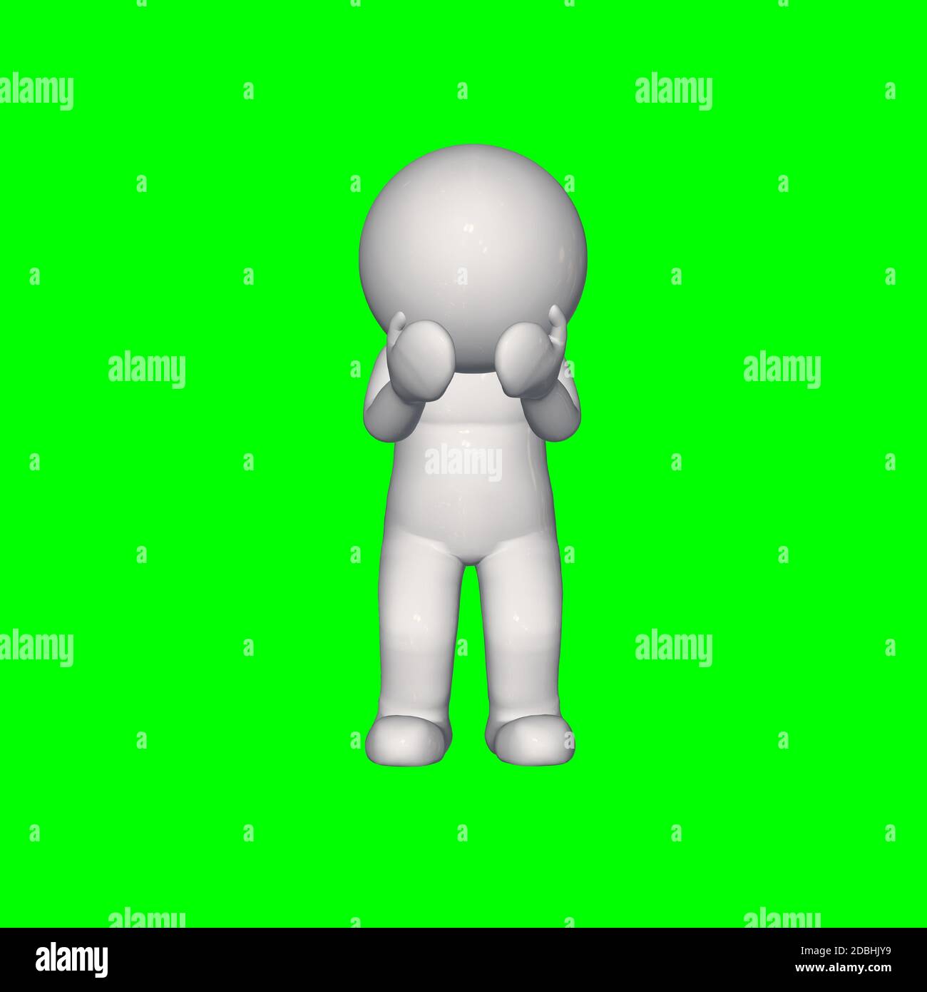 3D people in different poses - cry - on green background Stock Photo ...
