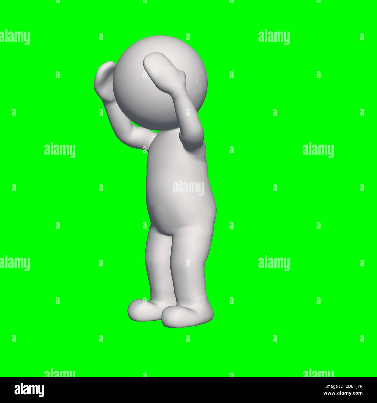 3D people in different poses - fear - on green background Stock Photo ...