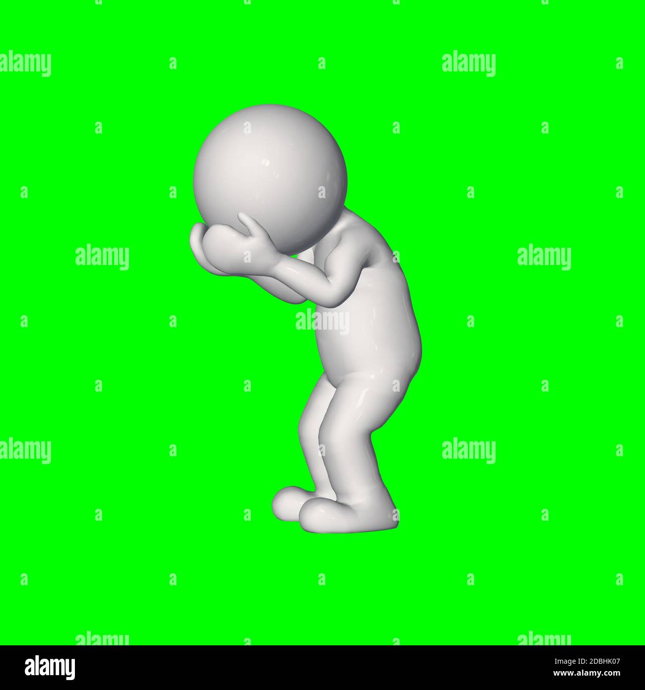 3D people in different poses - cry - on green background Stock Photo ...