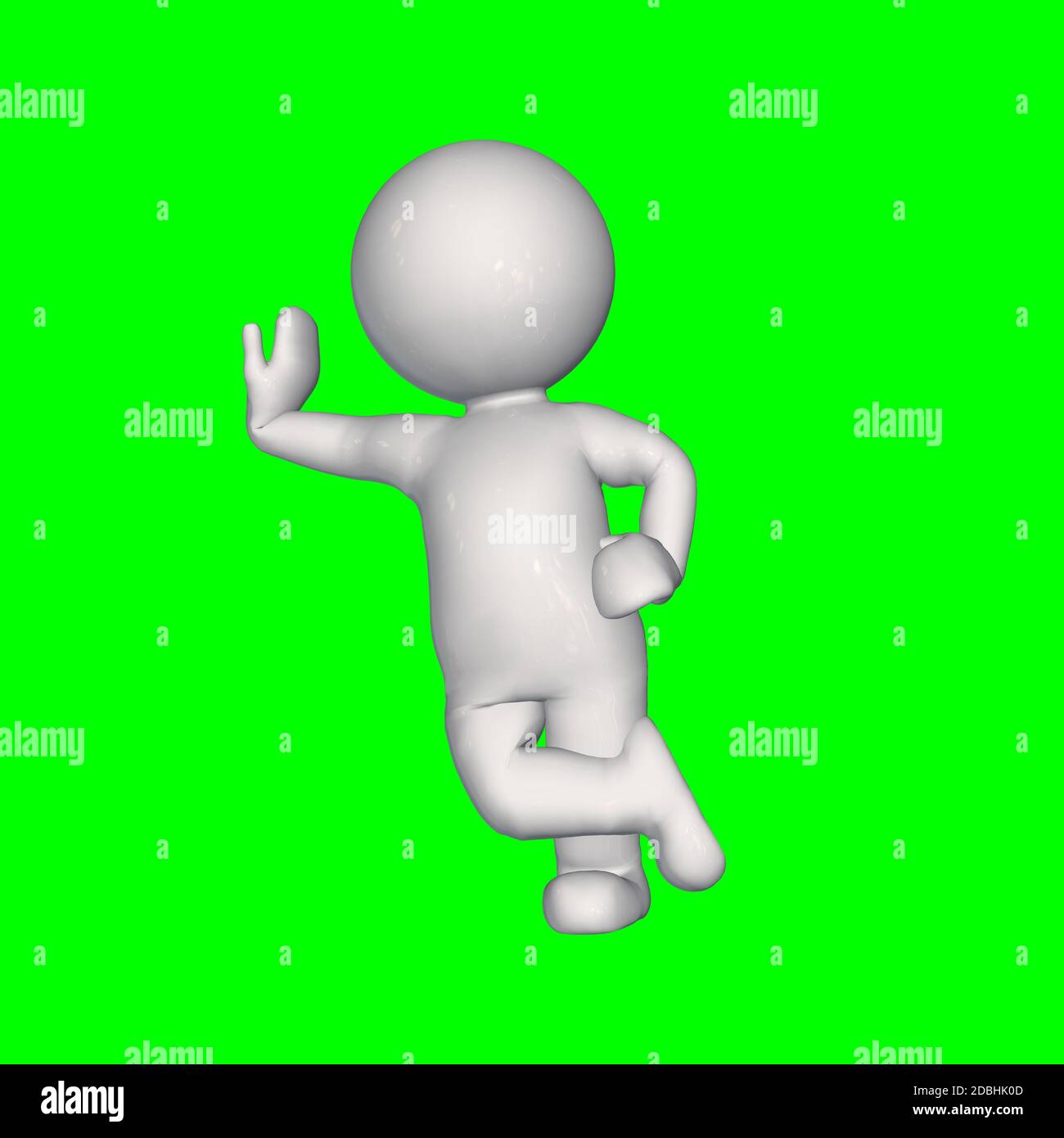 3D people in different poses - lean - on green background Stock Photo ...