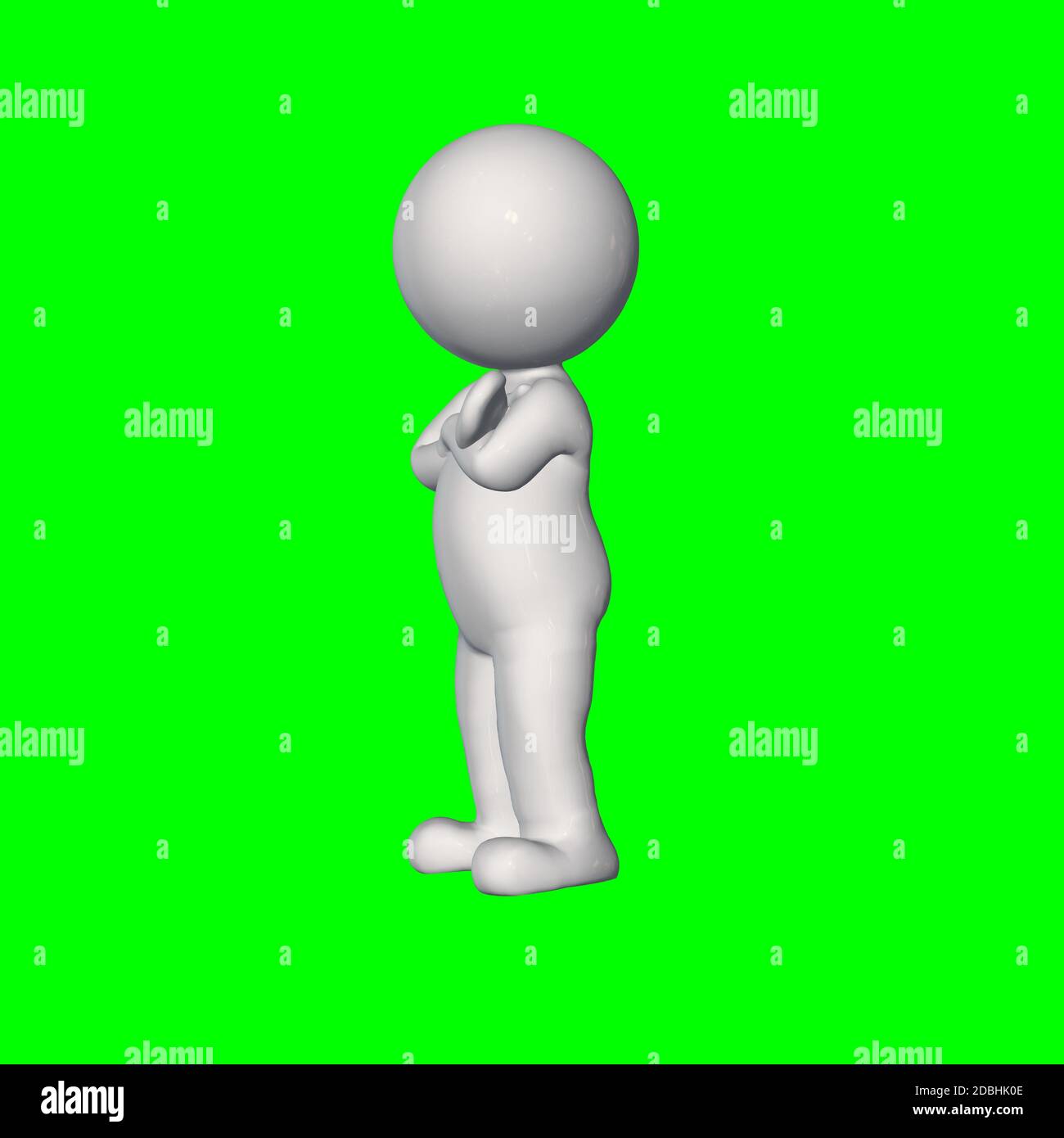 3D people in different poses - hand around chest - on green background ...