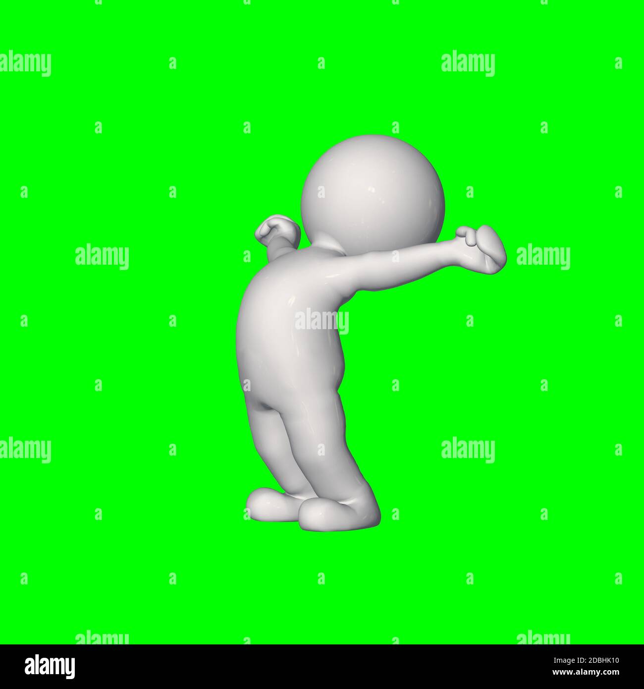3D people in different poses - stretch - on green background Stock ...