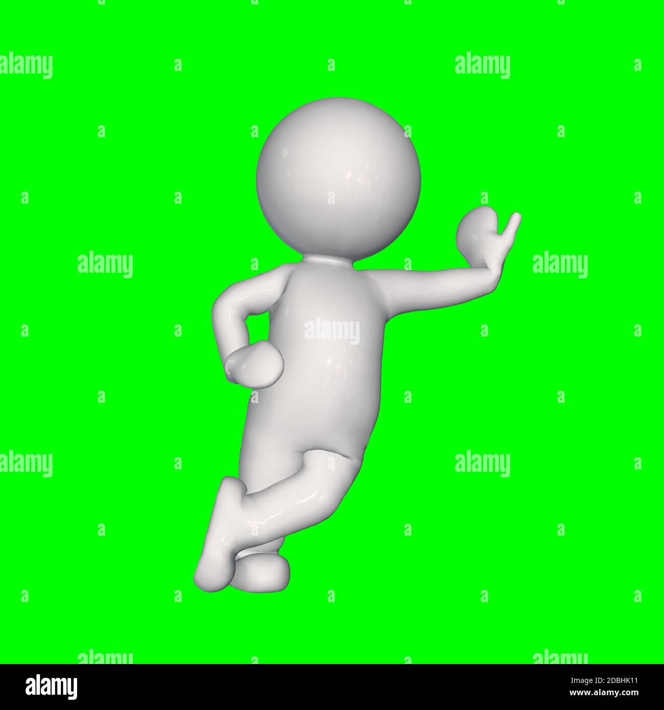 3D people in different poses - lean - on green background Stock Photo ...