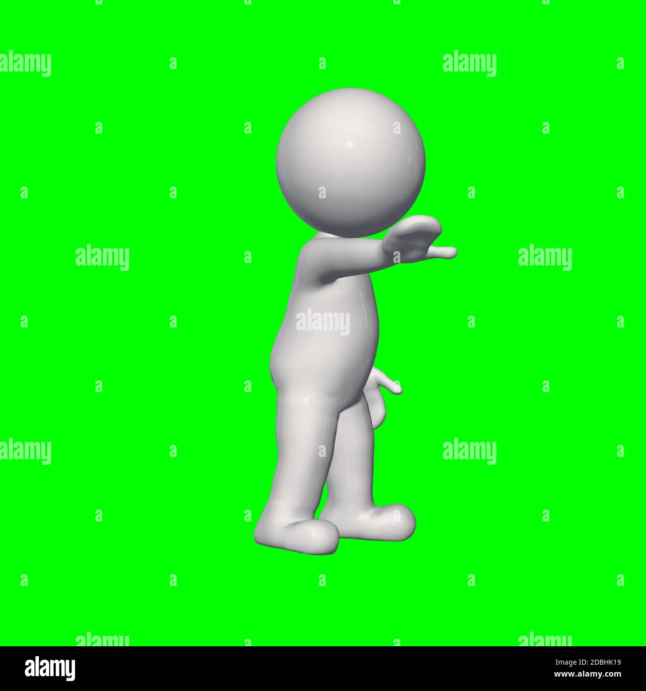 3D people in different poses - hold - on green background Stock Photo ...