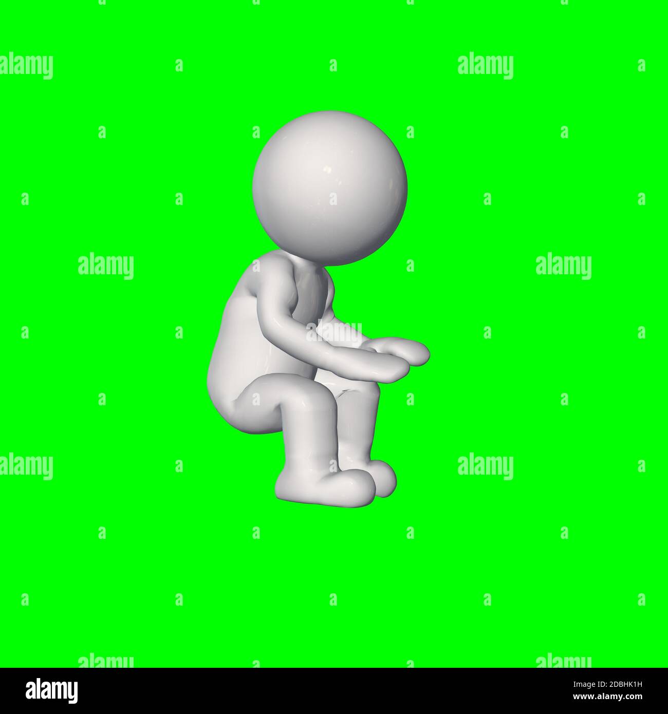 3D people in different poses - sit talk - on green background Stock ...