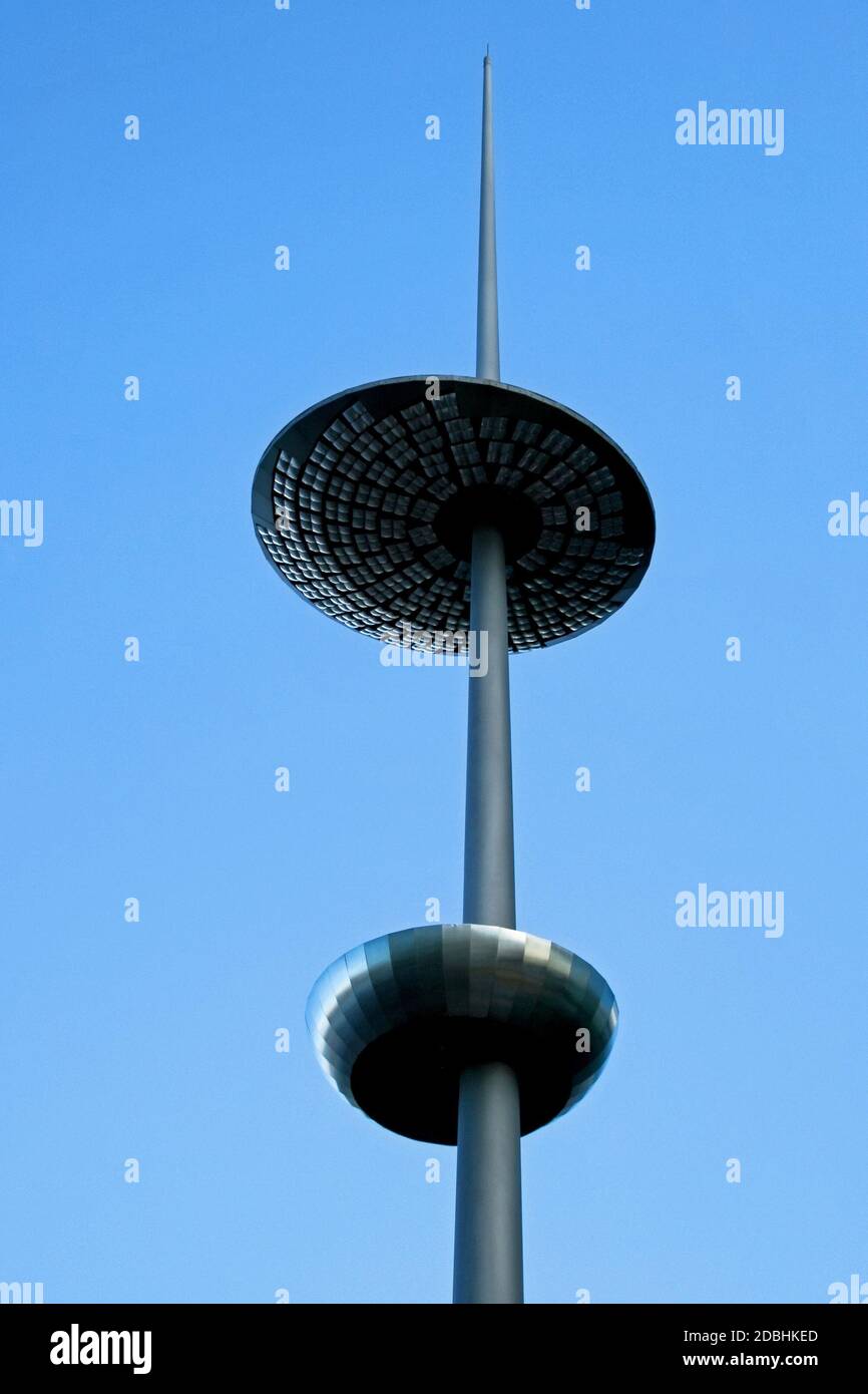 Big sharp post with modern street lights Stock Photo - Alamy