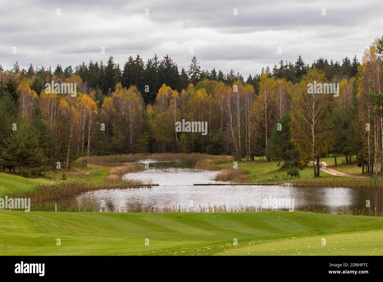 Autumn landscape on golf courses Stock Photo - Alamy