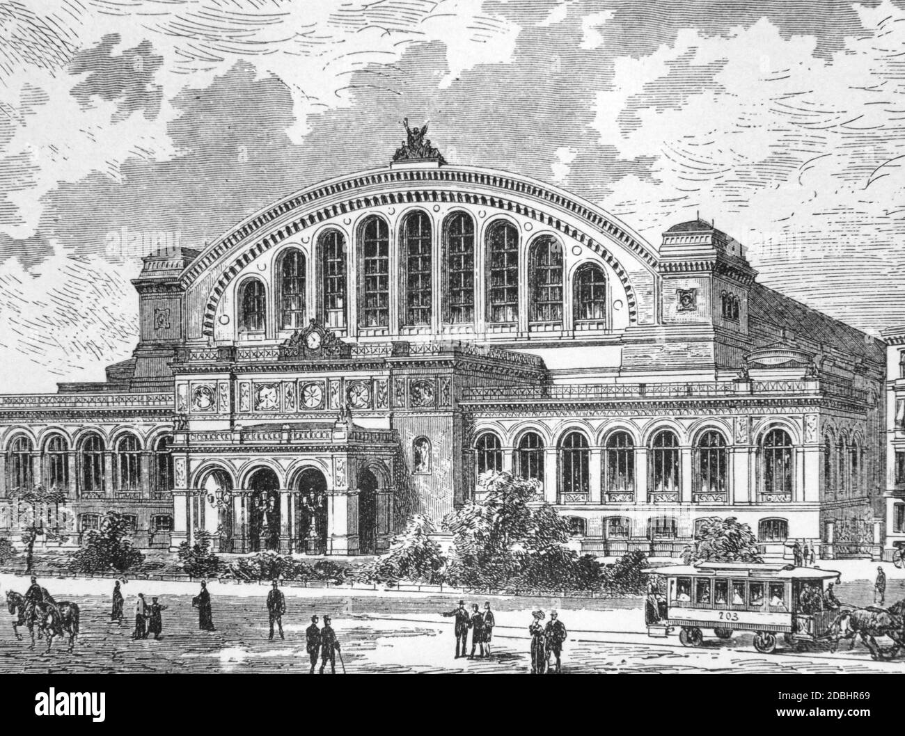 Drawing of the Anhalter Bahnhof in Berlin. This was built between 1875 ...