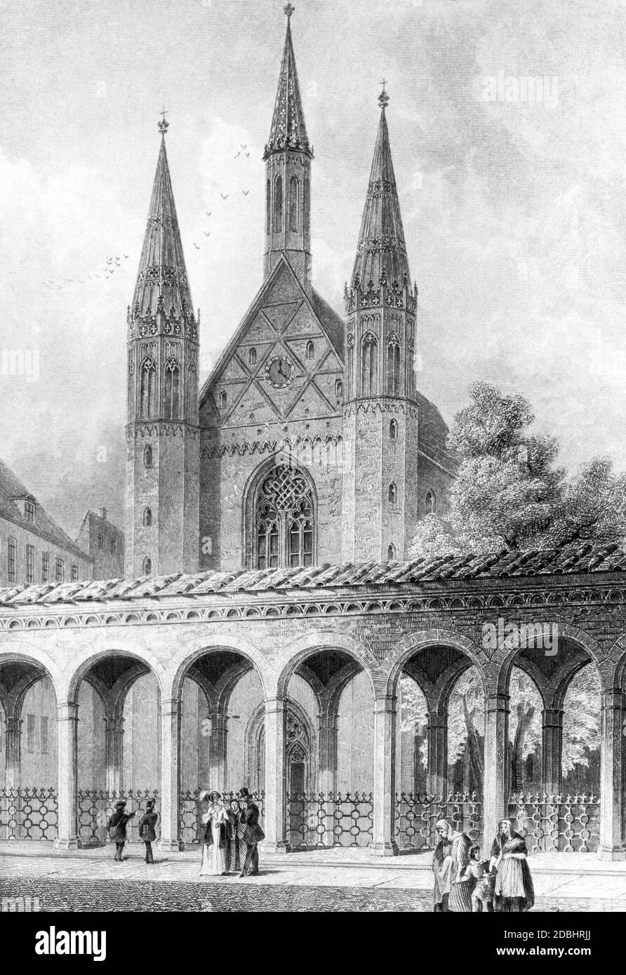 This engraving, made around 1840, shows the Franciscan Monastery Church ...