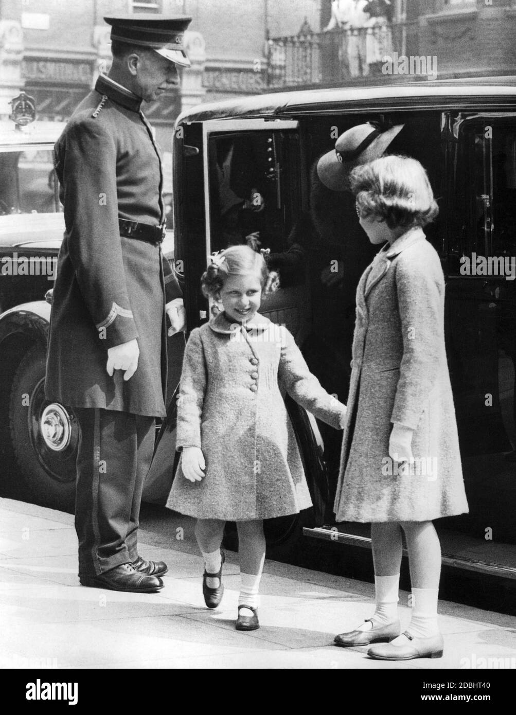 Princess Margaret (middle) and Princess Elizabeth upon their arrival at ...