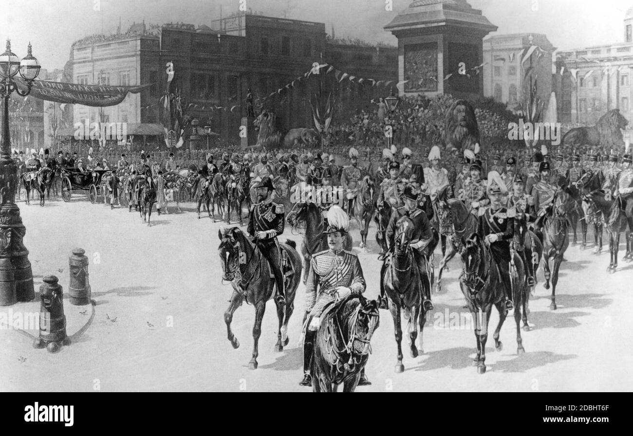 Procession in London's Trafalgar Square on the occasion of the 60th ...