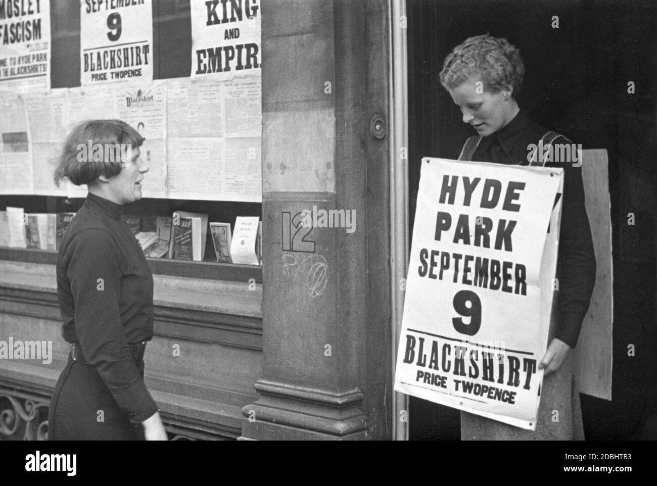 "A female member of the ""British Union of Fascists"" (BUF) leaves the ...