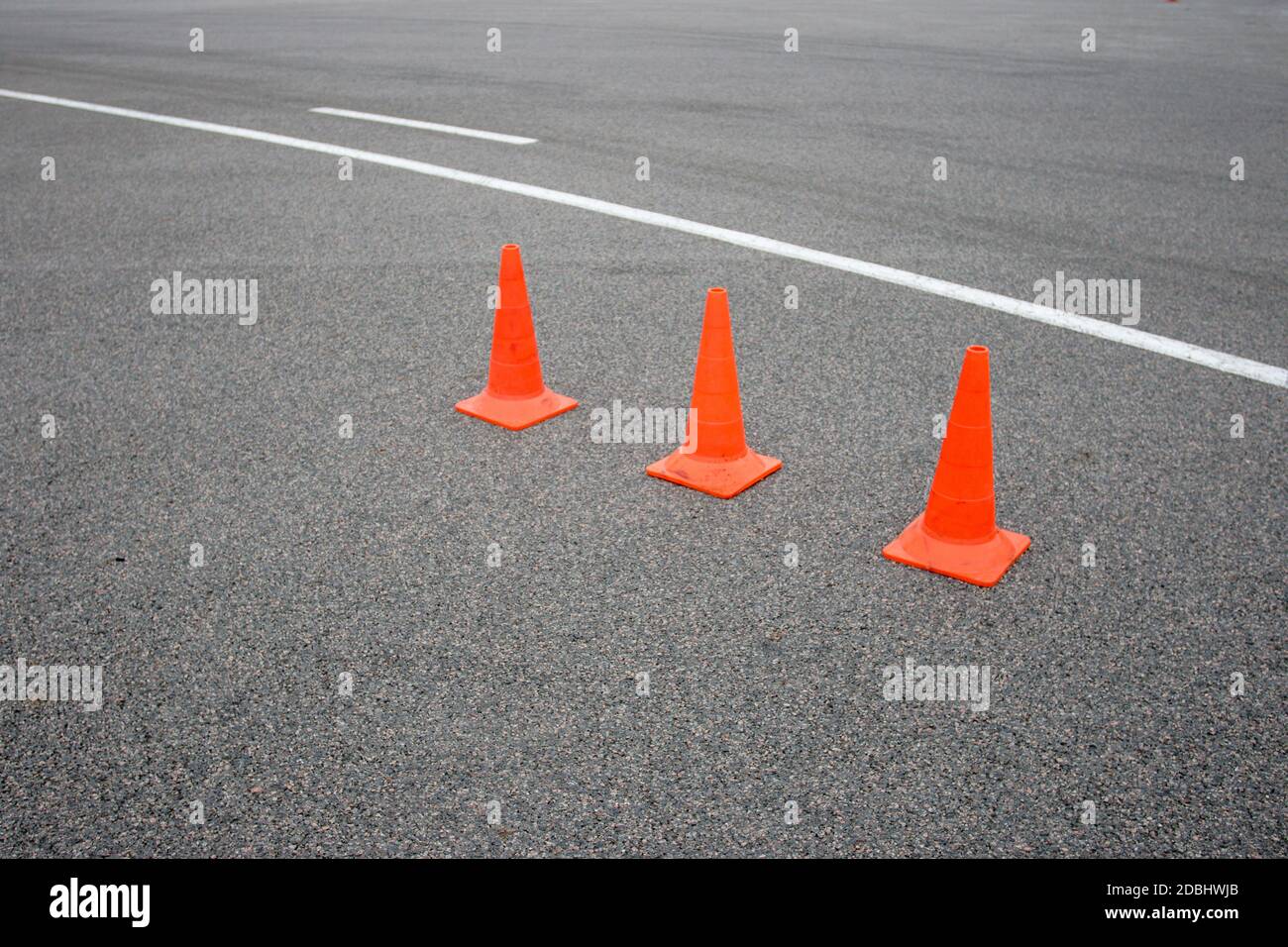 Training car track asphalt road markings Stock Photo - Alamy