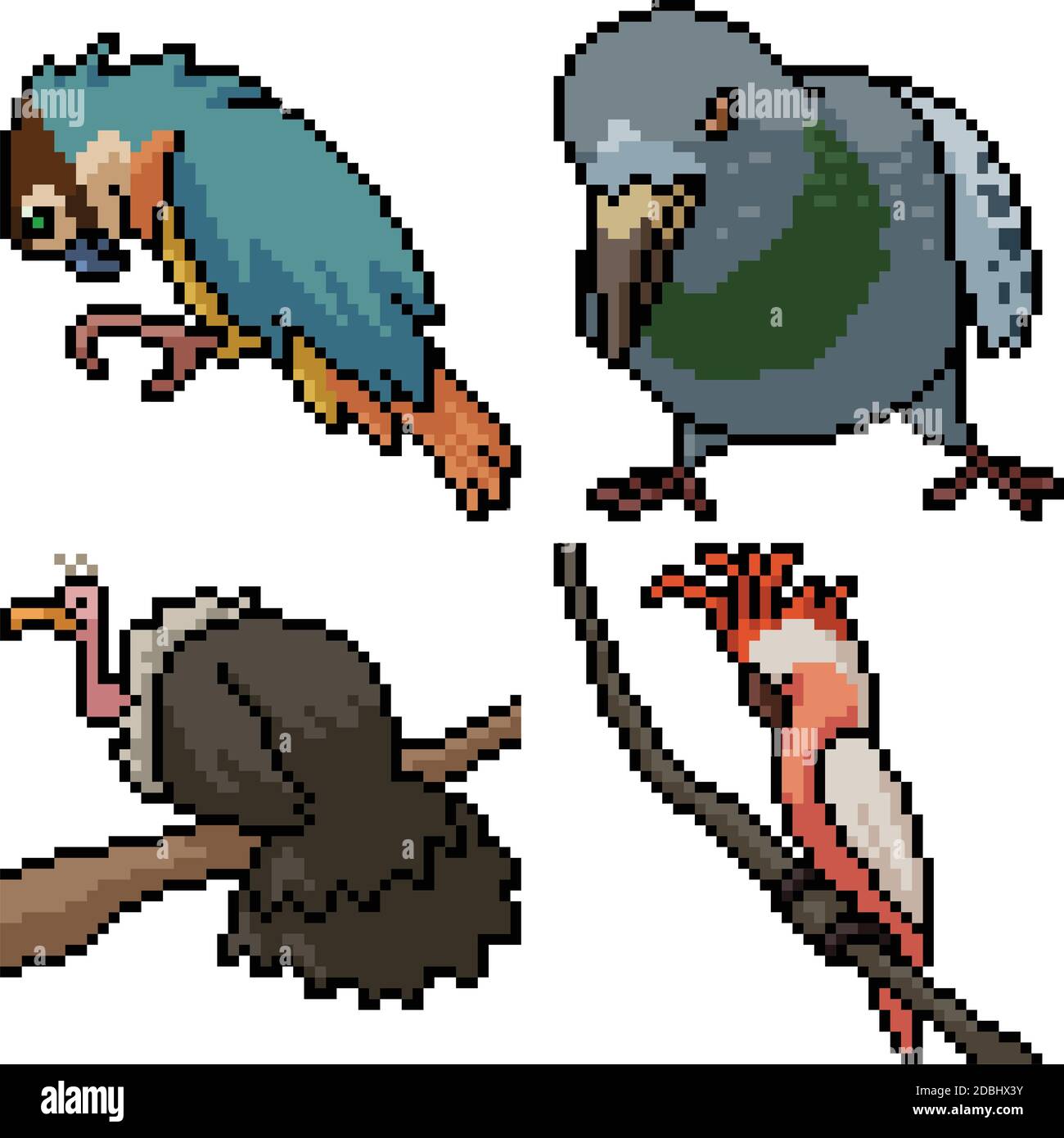 pixel art set isolated wild bird Stock Vector Image & Art - Alamy