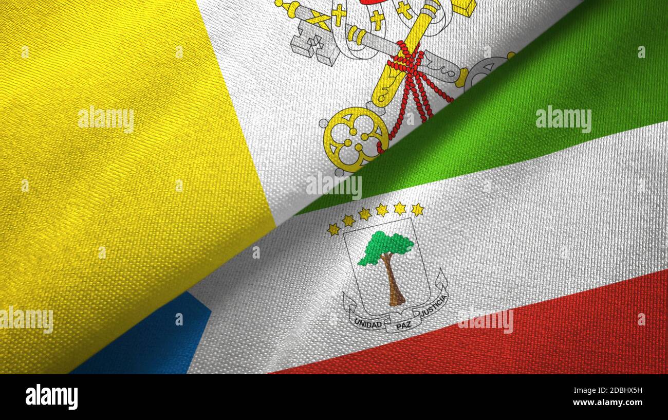 Vatican and Equatorial Guinea two flags textile cloth, fabric texture ...