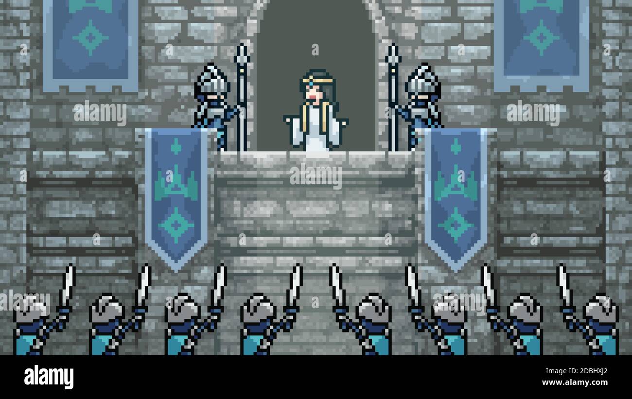 pixel art scene medieval princess Stock Vector Image & Art - Alamy