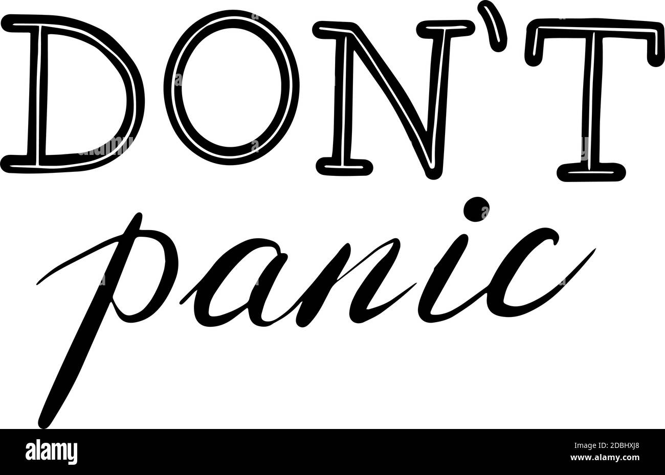 Don't panic serif type and calligraphy lettering vector eps ...