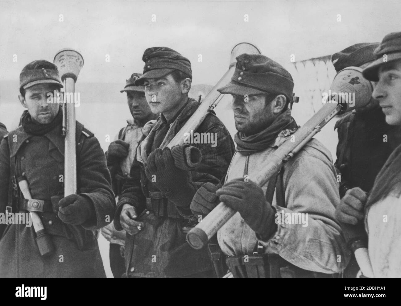 German soldiers with bazookas during the battles on the Eastern Front ...