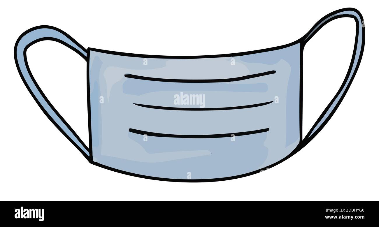 Medical face mask. Blue trendy cartoon icon. Vector illustration ...