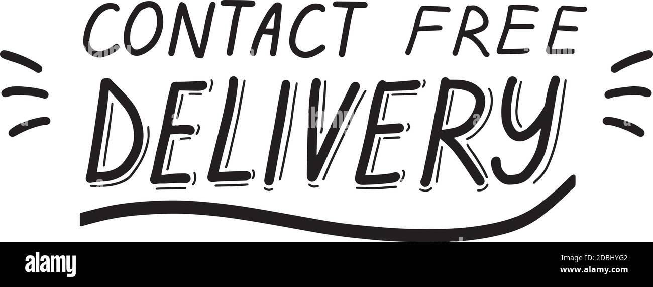 Contact free delivery lettering calligraphy illustration. Safe delivery ...