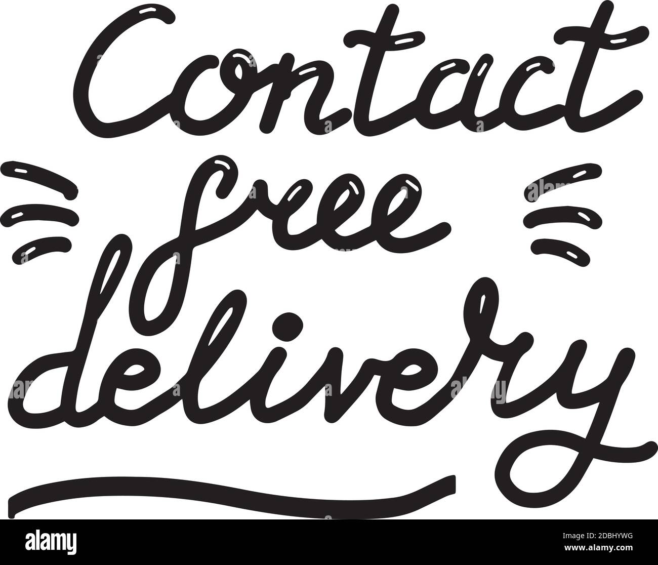 Contact free delivery lettering calligraphy illustration. Safe delivery ...