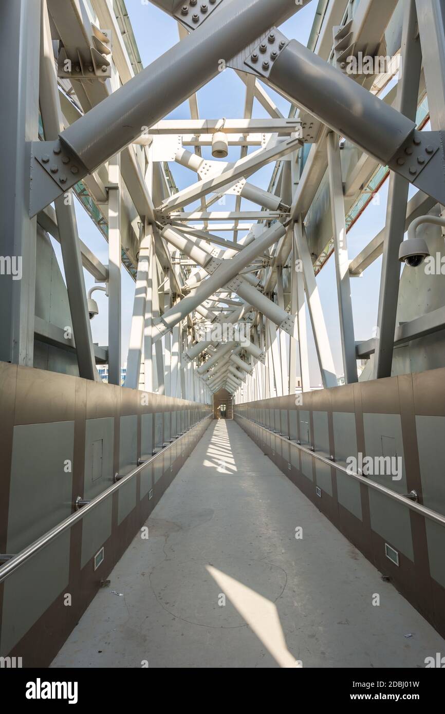 Close-up of steel structure of foot bridge in Riyadh, The Kingdom of ...
