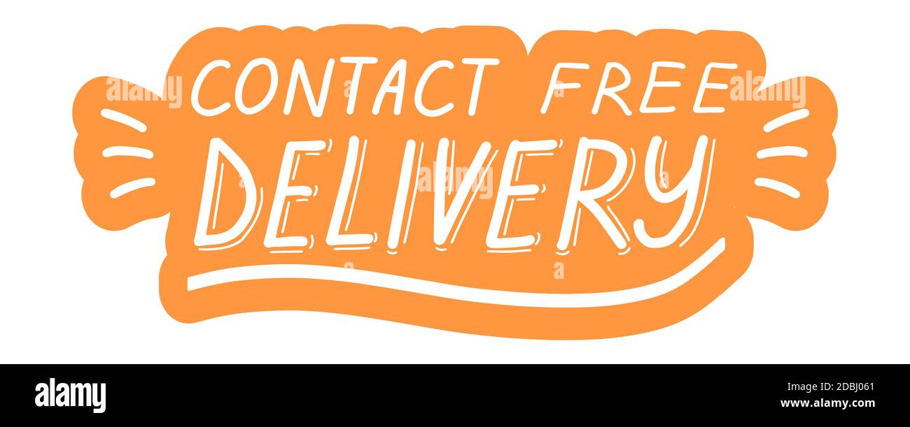 Contact free delivery lettering calligraphy illustration. Safe delivery ...