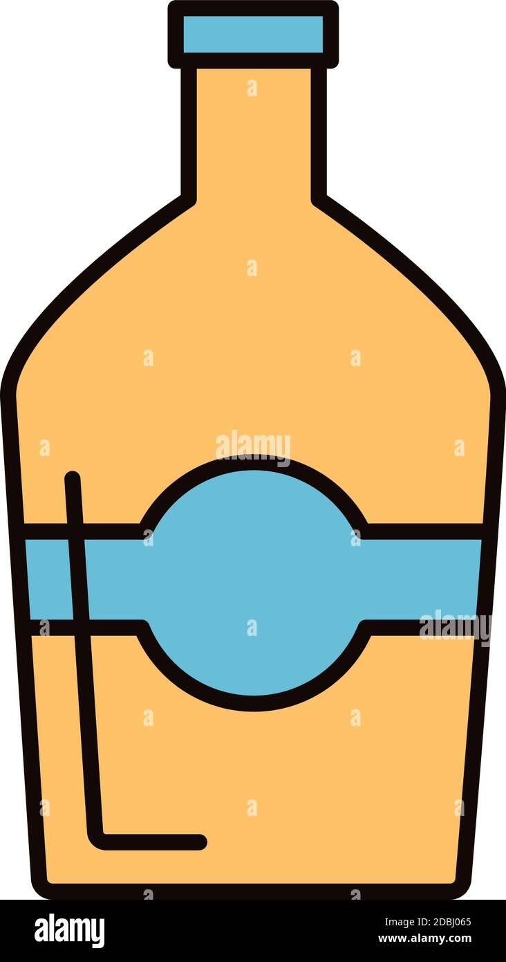 beverage bottle yellow line and fill icon vector illustration design ...