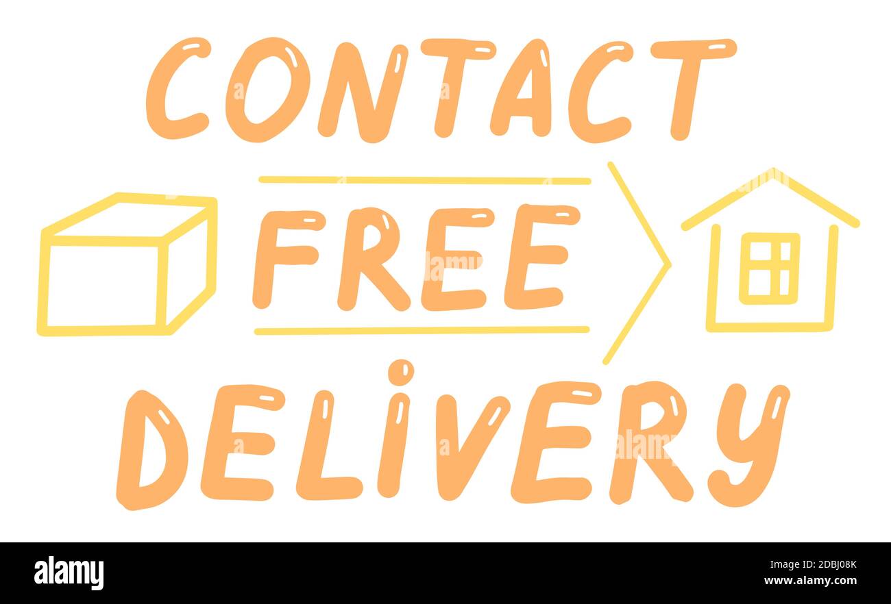 Contact free delivery lettering calligraphy illustration. Safe delivery ...