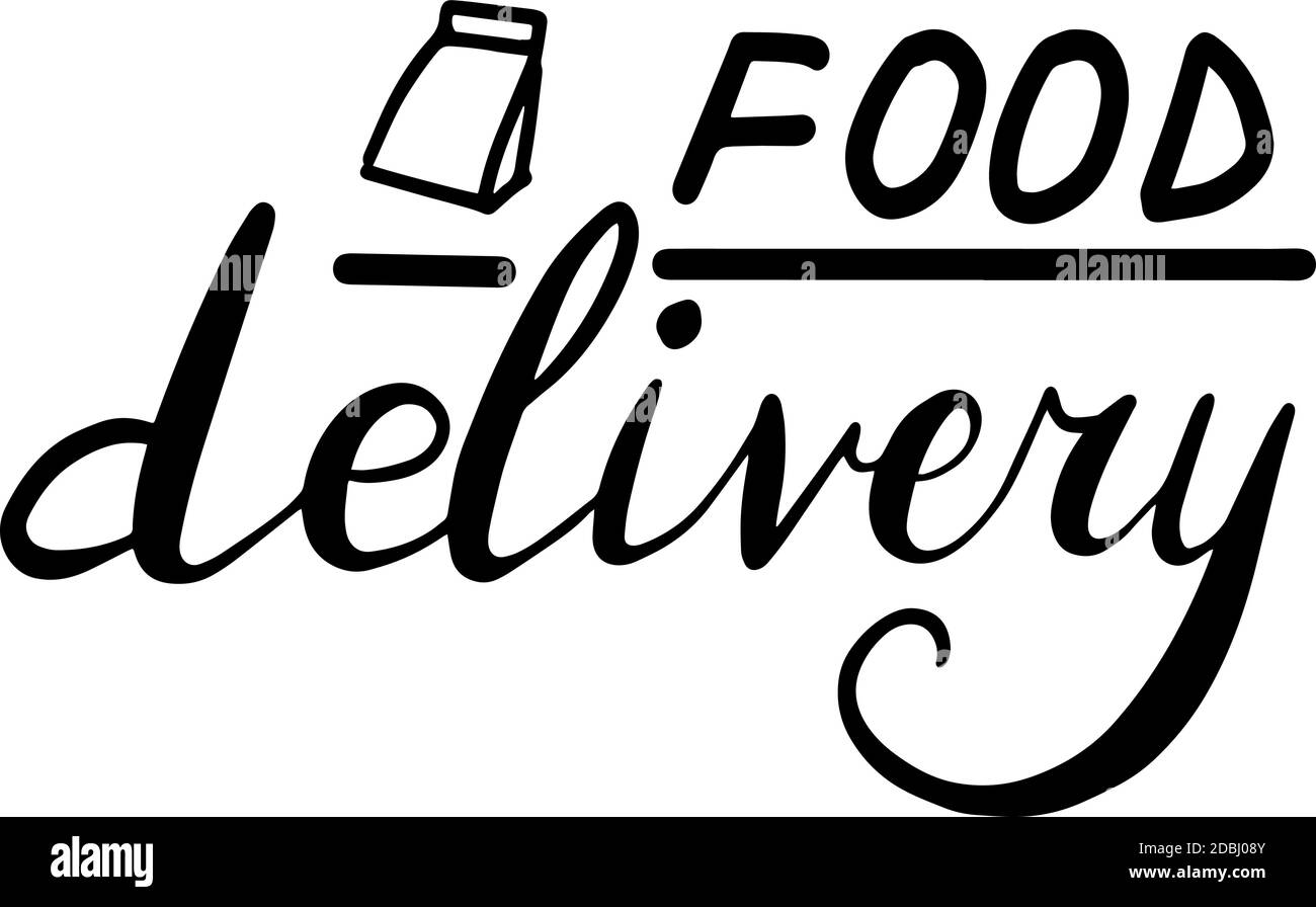 Food delivery calligraphy lettering vector eps illustration for ...
