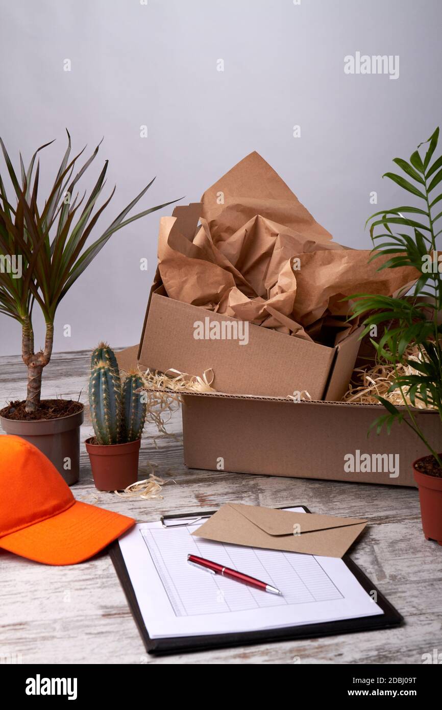 Still life of delivery items Stock Photo - Alamy
