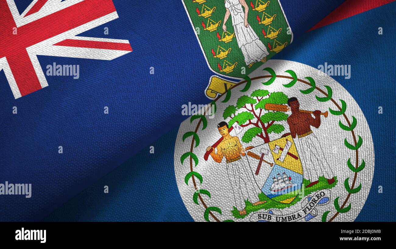 Virgin Islands British UK and Belize two flags Stock Photo - Alamy