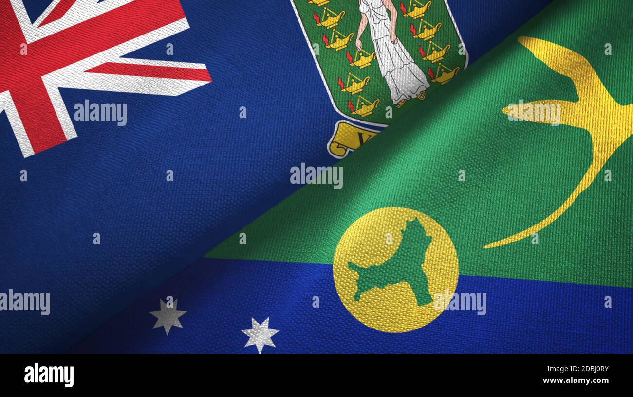 Virgin Islands British UK and Christmas Island two flags Stock Photo ...