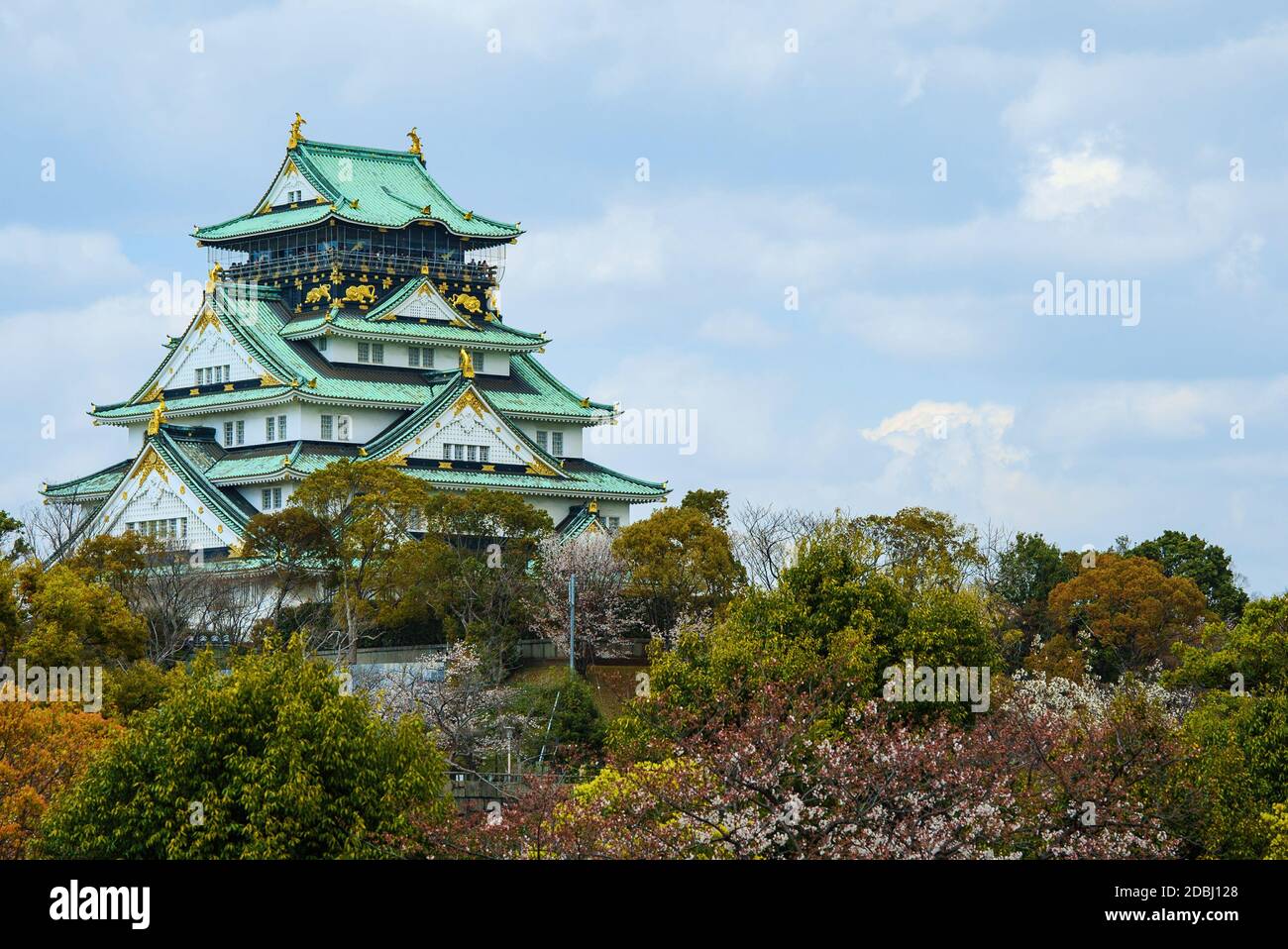 Beautiful landscape with Osaka Castle (Osaka-jo) Main tower. It is one ...
