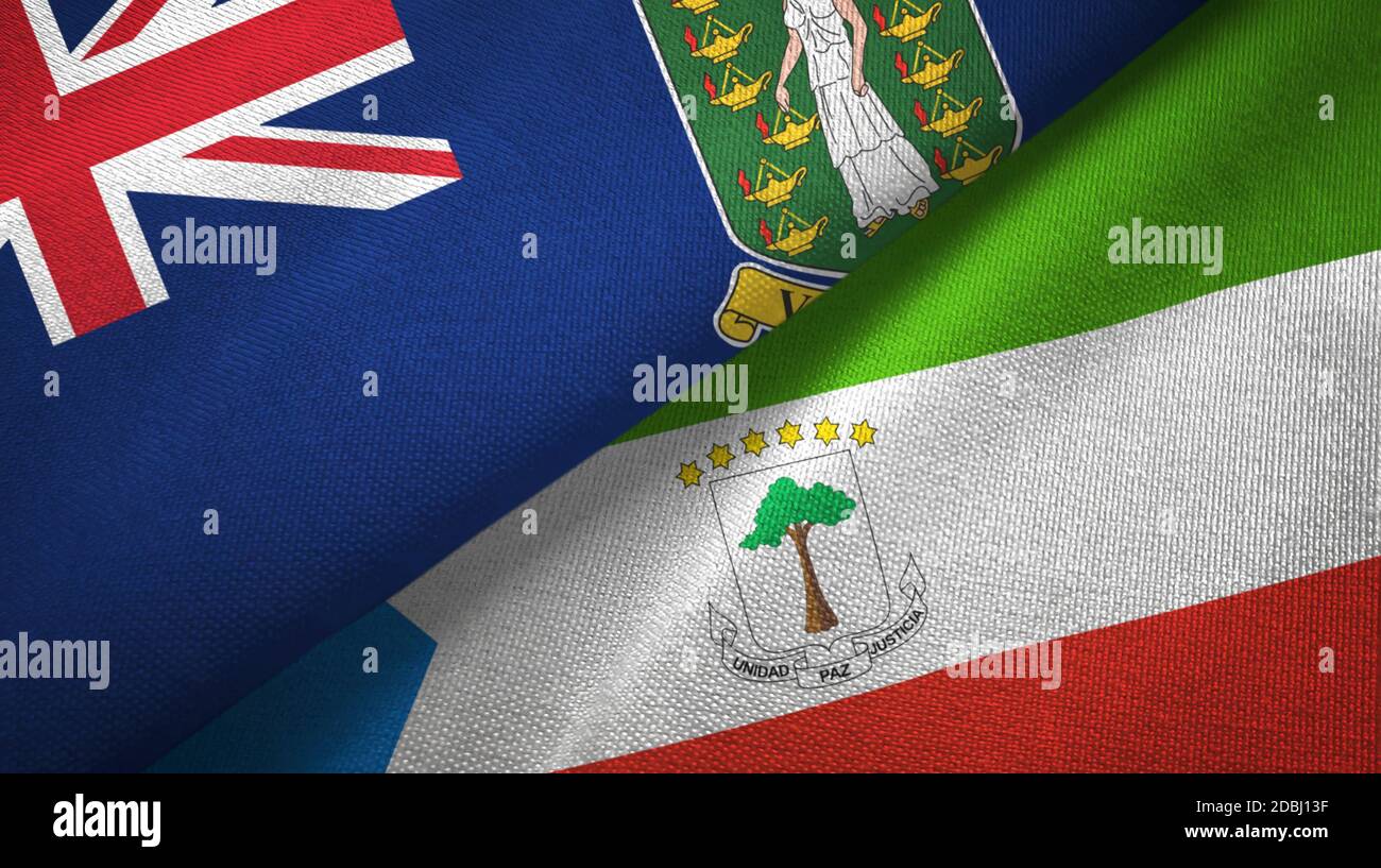Virgin Islands British UK and Equatorial Guinea two flags Stock Photo ...