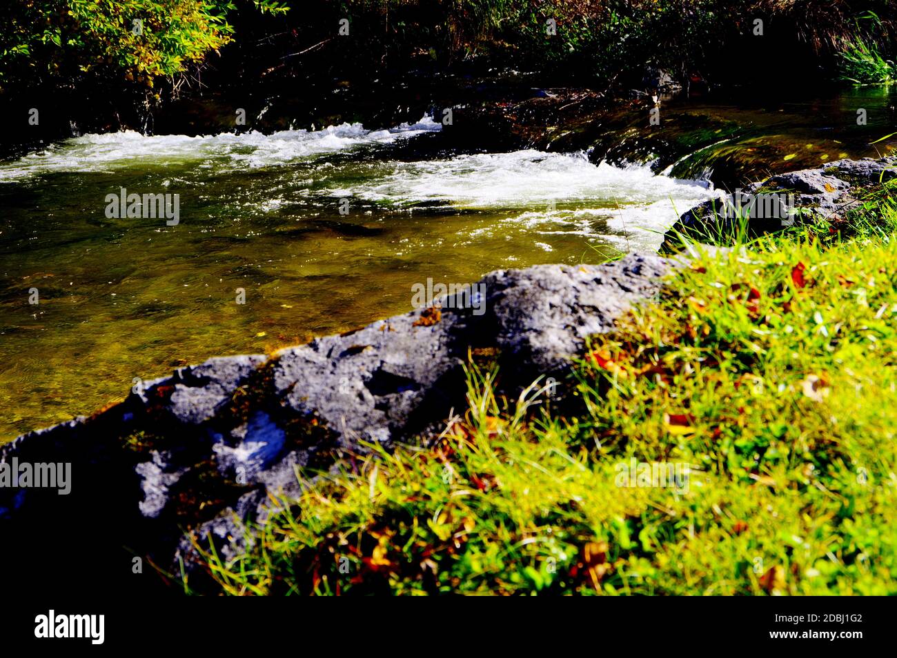 Torrent with a small waterfall and rushing water 3 Stock Photo - Alamy