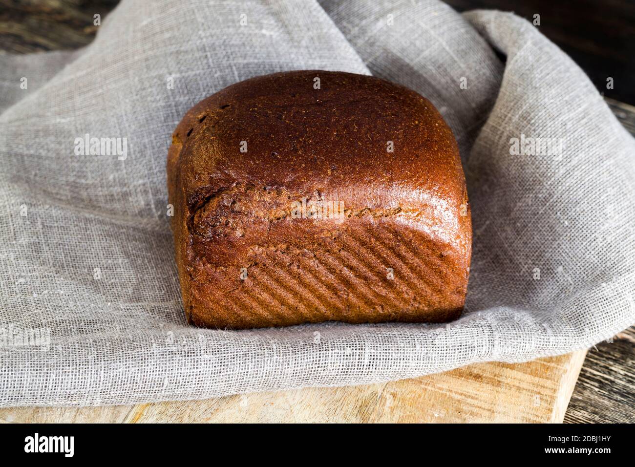 black square loaf of bread made of rye flour Stock Photo - Alamy