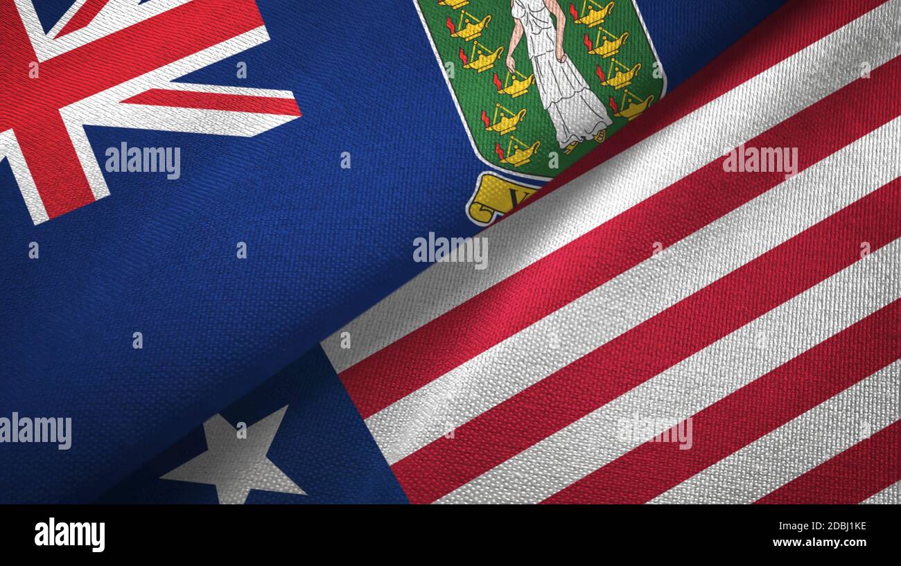Virgin Islands British UK and Liberia two flags Stock Photo - Alamy