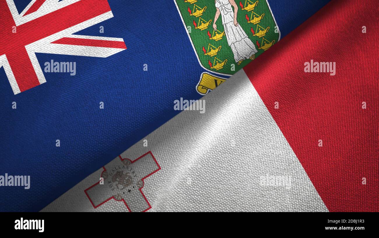 Virgin Islands British UK and Malta two flags Stock Photo - Alamy