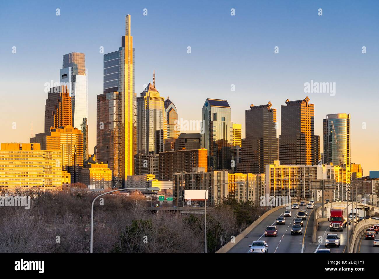 Cityscape of Philadelphia skyscraper Skylines building sunset with ...