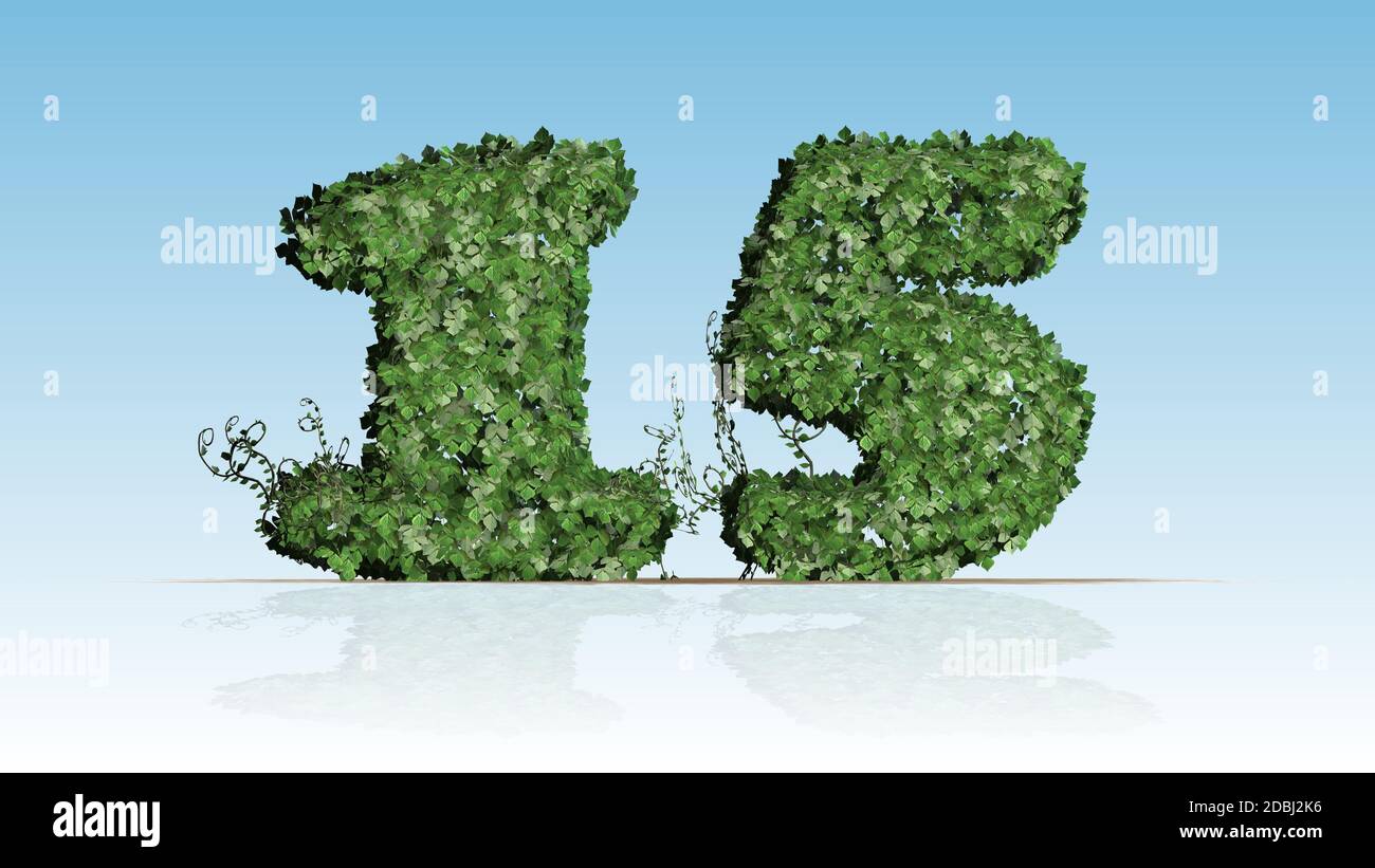 Number 15 created of green ivy leaves Stock Photo - Alamy