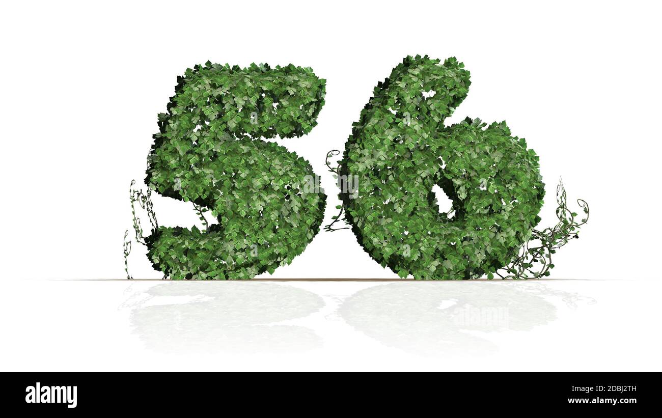 Number 56 created of green ivy leaves - isolated on a white background ...