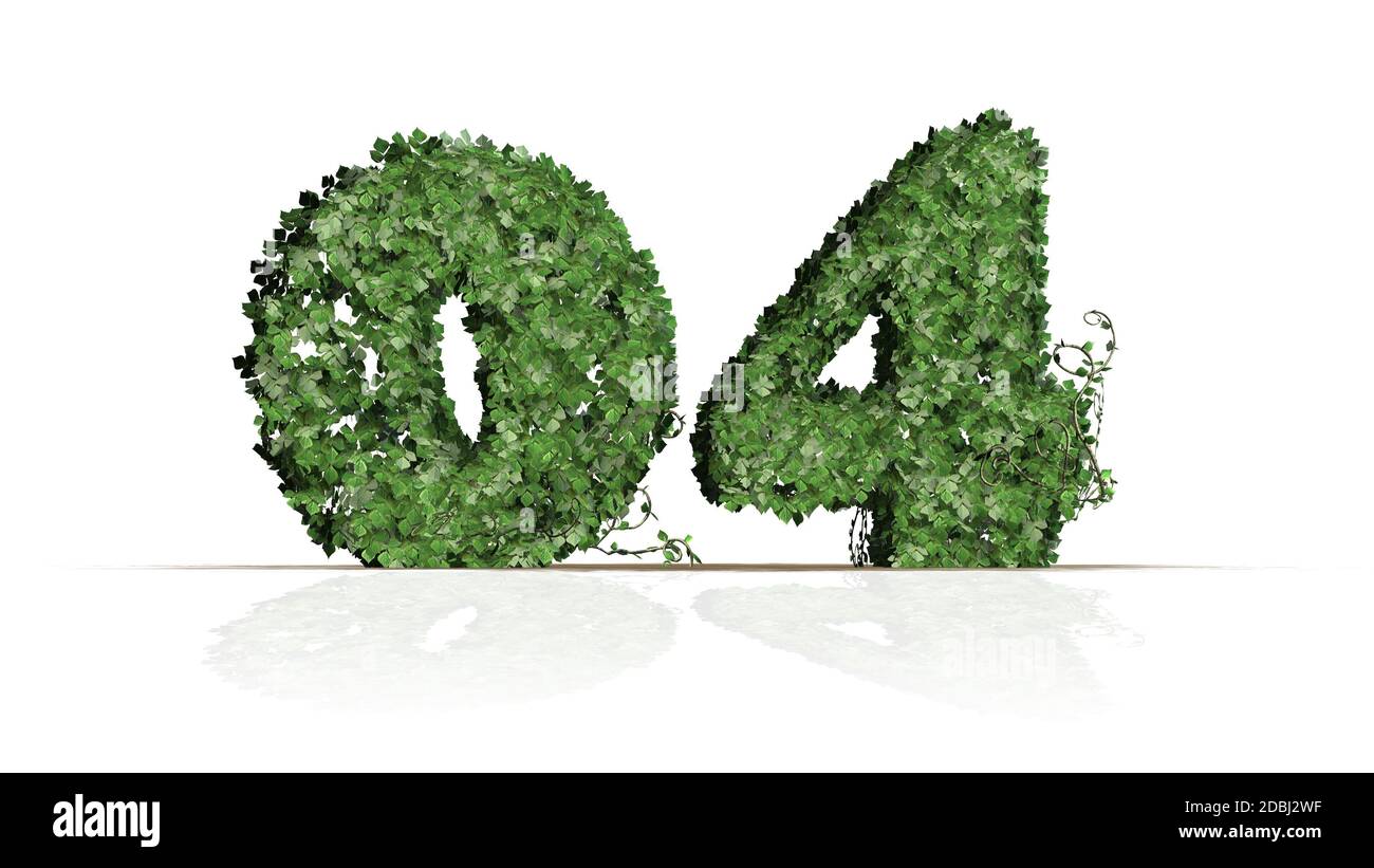 Number 04 created of green ivy leaves - isolated on a white background ...