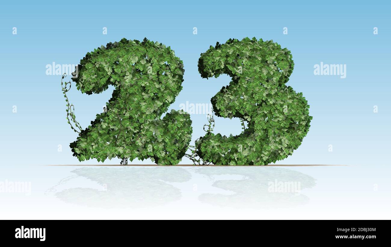 Number 23 created of green ivy leaves Stock Photo - Alamy