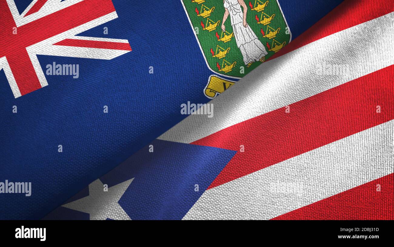 Virgin Islands British UK and Puerto Rico two flags Stock Photo - Alamy