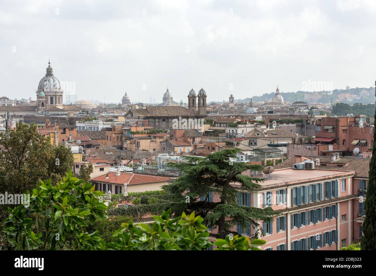 the panorama of historic districts of Rome seen from the Pincio terrace ...