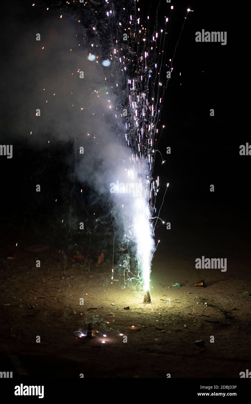 fire of cracker explosion on black background Stock Photo - Alamy