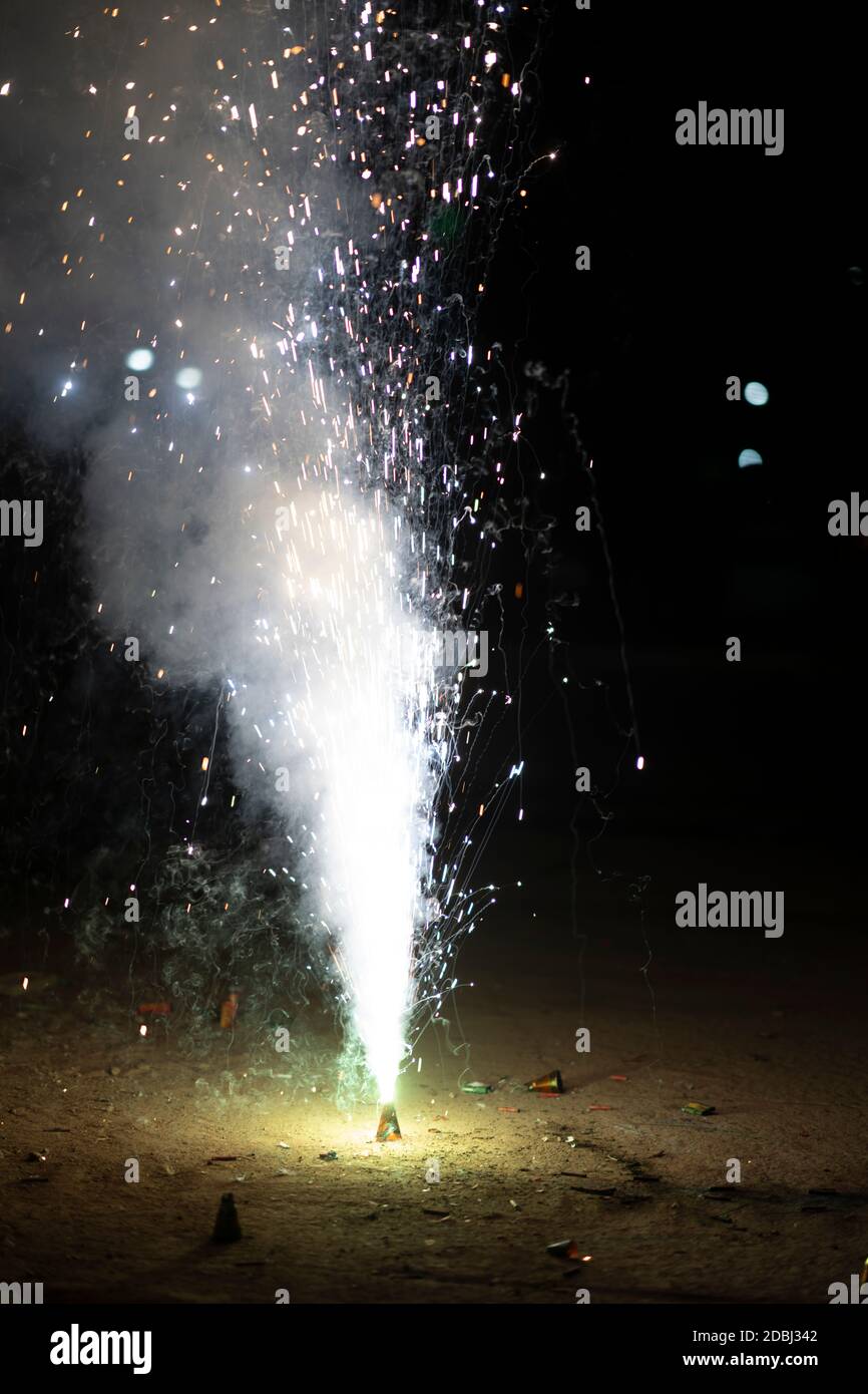 fire of cracker explosion on black background Stock Photo - Alamy