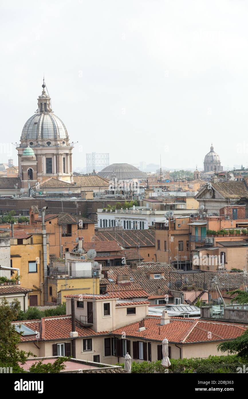 the panorama of historic districts of Rome seen from the Pincio terrace ...