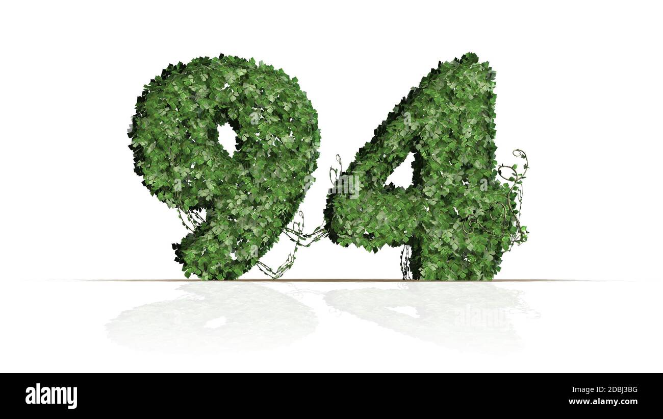 Number 94 created of green ivy leaves - isolated on a white background ...